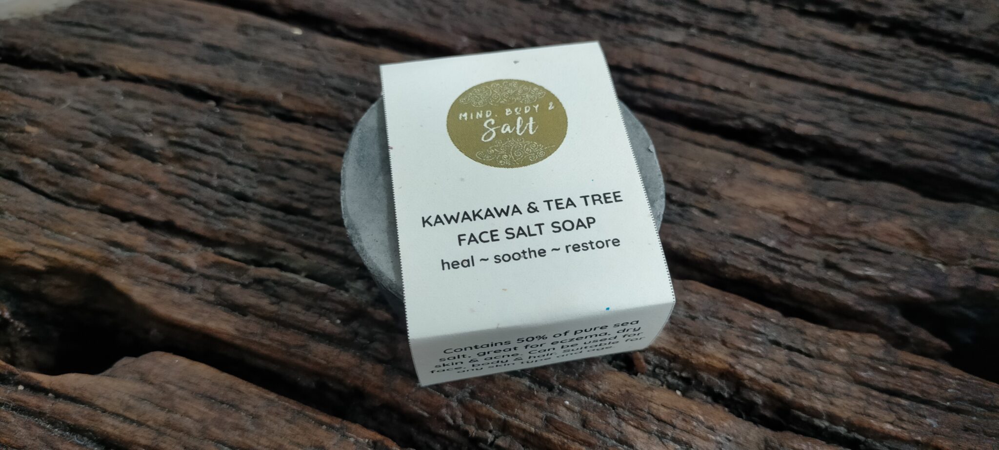 Kawakawa, Tea Tree & Charcoal Face Salt Bar